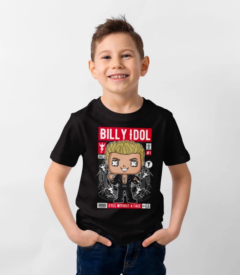 Billy Idol "Eyes Without A Face" Classic Kids Crewneck T-shirt (Black ...